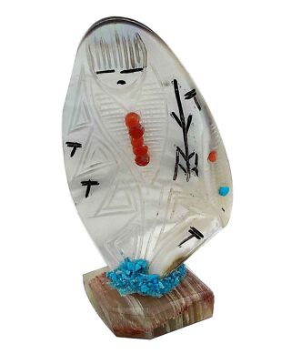 Gloria Chattin, Corn Maiden Fetish, Shell, Zuni Handmade, 3 1/4" x 1 7/ ...