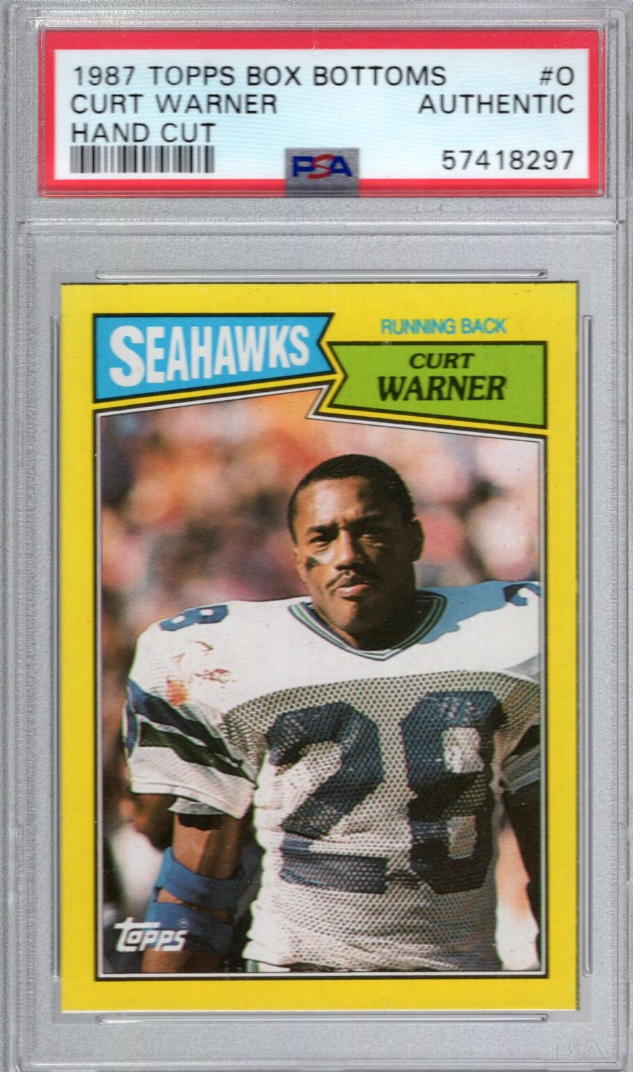 1987 Topps BOX BOTTOMS #O CURT WARNER PSA AUTHENTIC Panels tough ...