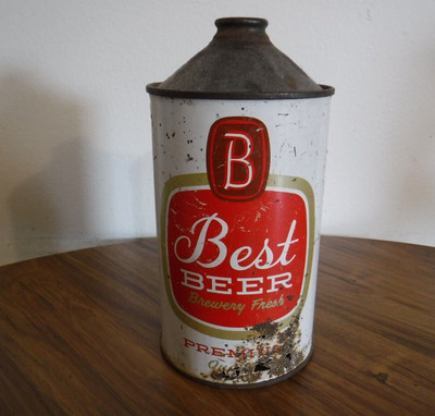 vintage cone top beer can "Best Beer" qt. can outdoor/dumper grade ...