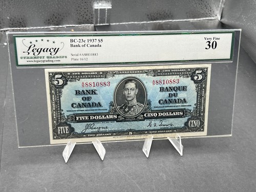 1937 Bank Of Canada $5 bank Note Legacy Graded VF-30 SN# AS8810853 | eBay