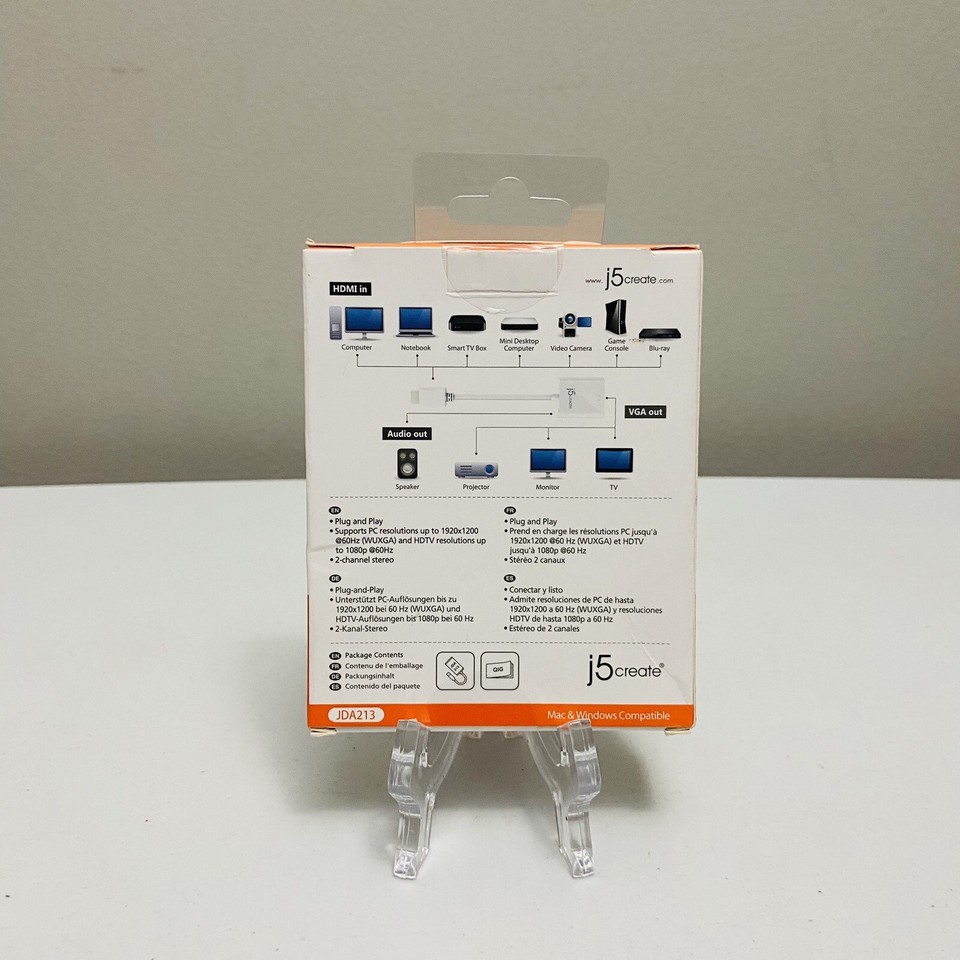 j5 create HDMI to VGA Adapter Plug and Play w/ Full HD Video/Stereo ...