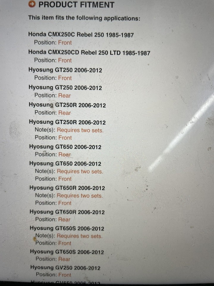 Honda CMX250 Rebel, Hyosung GT650 ,GV250,Brake Pads EBC FA86 | eBay