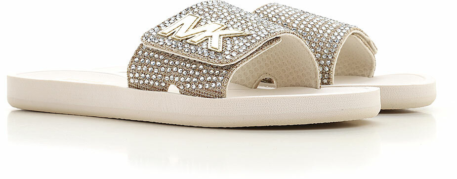MICHAEL KORS GOLD SILVER CRYSTAL GLITTER MK LOGO SLIDES US 10 I LOVE ...