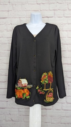 Quacker Factory Sweater Cardigan Snap Front SZ MEDIUM BLACK A619249 ...