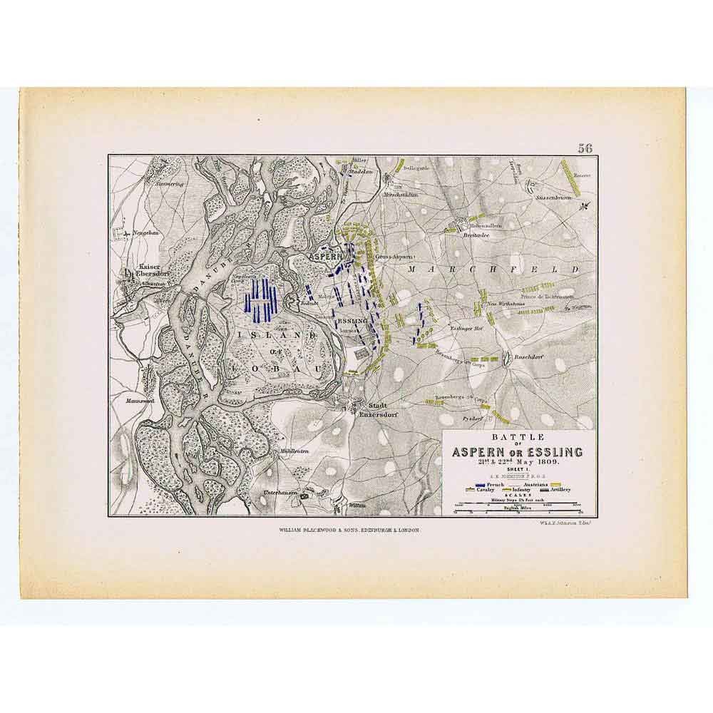 AUSTRIA Battle of Aspern-Essling 1809 - French and Austrian Lines No1 ...