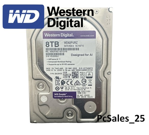 Western Digital WD Purple 8TB HDD SATA lll Surveillance Hard Disk Drive ...