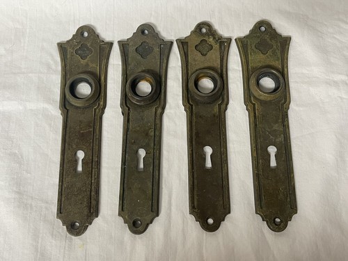 4 Vintage Mortise Doorknob DoorLock Brass Back Plates Hardware | eBay
