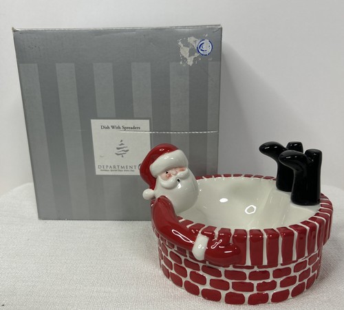 Dept. 56 Ceramic Christmas Rooftop Santa Chimney Bowl With Boot ...