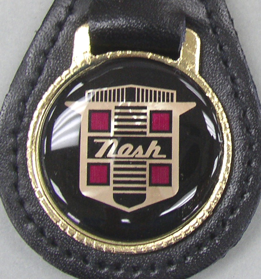 NASH CREST #4459 Black Leather Gold tone Key Ring 1926 1927 1928 1929 ...