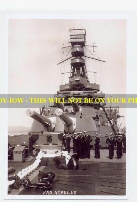 RP00265 - Royal Navy Warship - HMS Repulse looking at guns - photo 6x4 ...