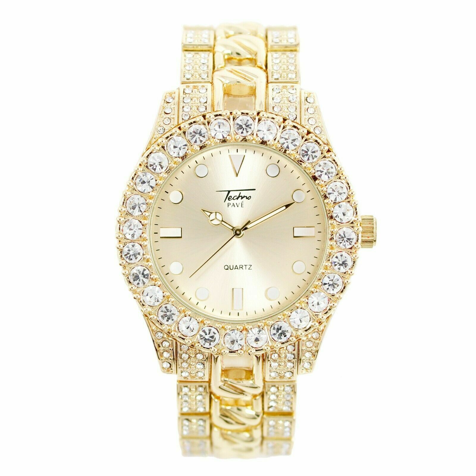 Hip Hop Iced Bling Rapper's Lab Diamond Metal 14K Gold PT Luxury ...