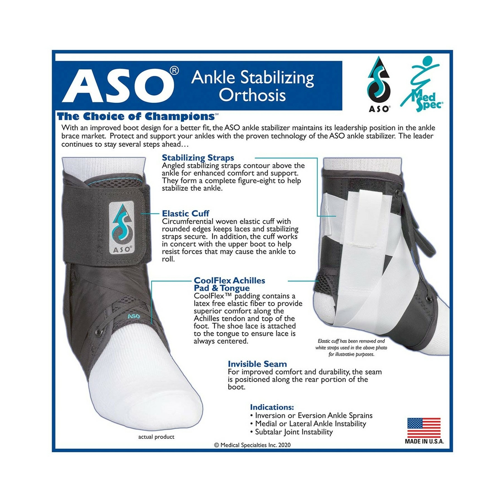Med Spec ASO Ankle Stabilizer Black 3x-large for sale online | eBay