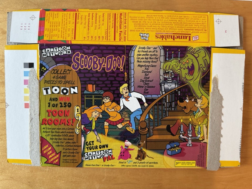 1997 OSCAR MAYER LUNCHABLES SCOOBY-DOO PIZZA BOX CARTOON NETWORK | eBay