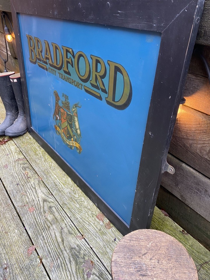 Vintage Framed Mid Century Bradford City Transport Aluminium Sign ...