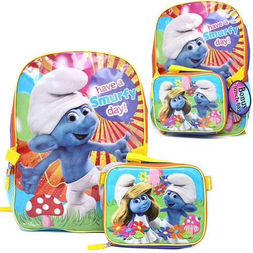 The Smurfs Smurfette School Backpack 16" Large Book Bag with Detachable ...