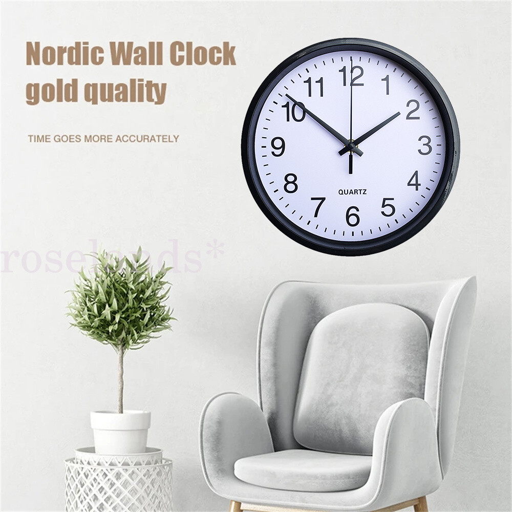 20CM Wall Clock Quartz Round Wall Clock Silent Non-Ticking 4 Colors ...