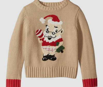 NWT $94 Whoopi Baby Toddler Unisex Beige Holiday Santa Sweater Size 12 ...