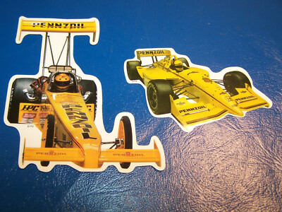 PENNZOIL STICKERS Oil Set of 2 NHRA Dragster F1 IndyCar Auto Racing ...
