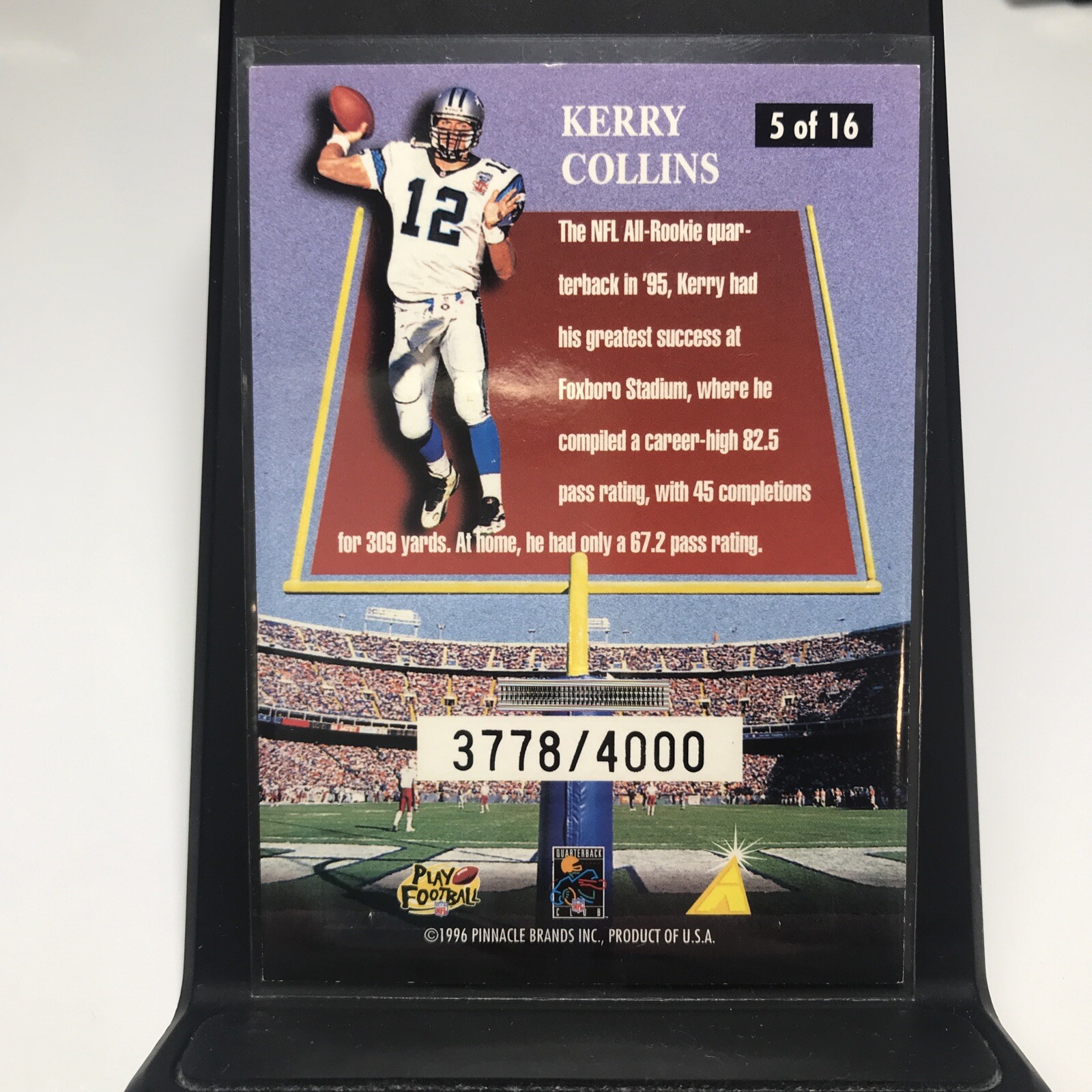 1996 Pinnacle Summit - Turf Team #5 Kerry Collins /4000 for sale online | eBay