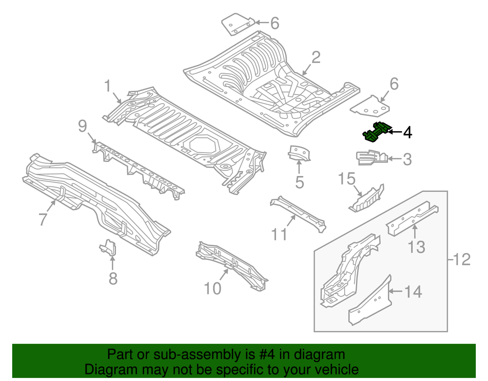 Genuine Nissan Rear Floor Pan Bracket F4824-3WCMA | eBay