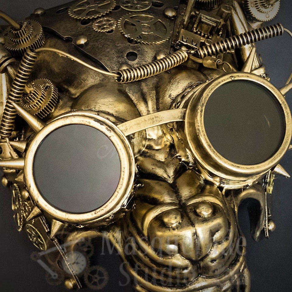 Men's Steampunk Fantasy Robotic Cyborg Wolf Terminator Masquerade Mask ...