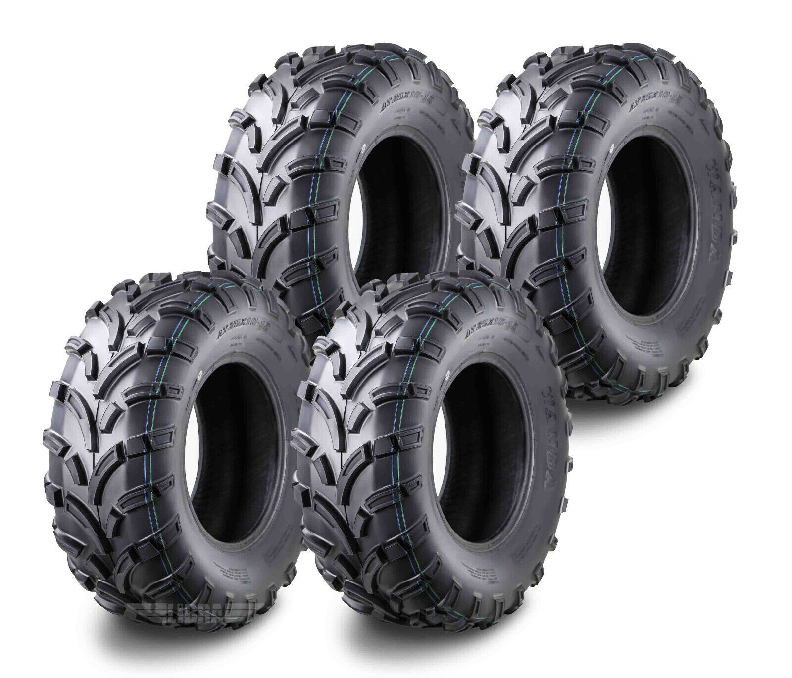25x10-12 25x10x12 Complete Set WANDA Lit Mud ATV Tires fit 05-06 Kubota ...