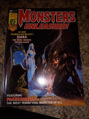 1975 Marvel Monsters Unleashed #10 Horror Magazine Comic Scarce! Tigra ...