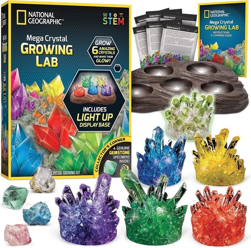 NATIONAL GEOGRAPHIC Mega Crystal Growing Lab – Grow 6 Vibrant Crystals ...