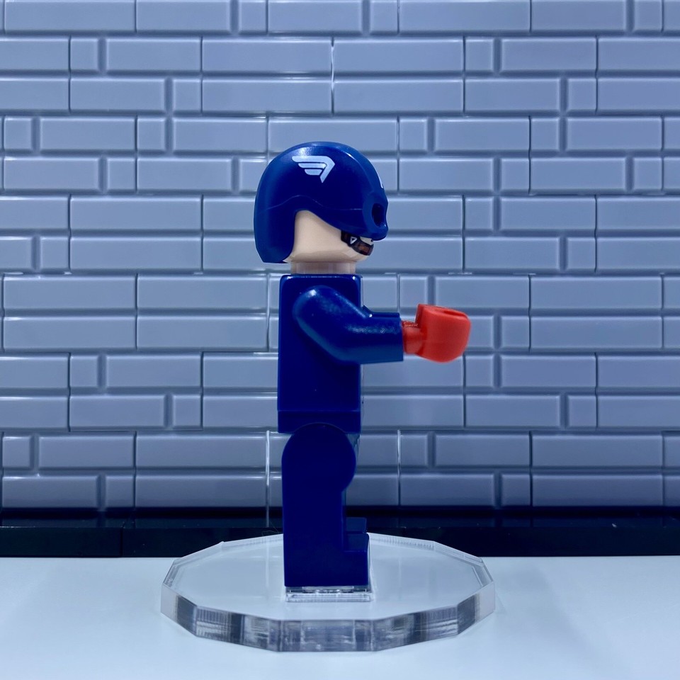 Lego Captain America Minifigure Super Heroes Avengers Dark Blue Red ...