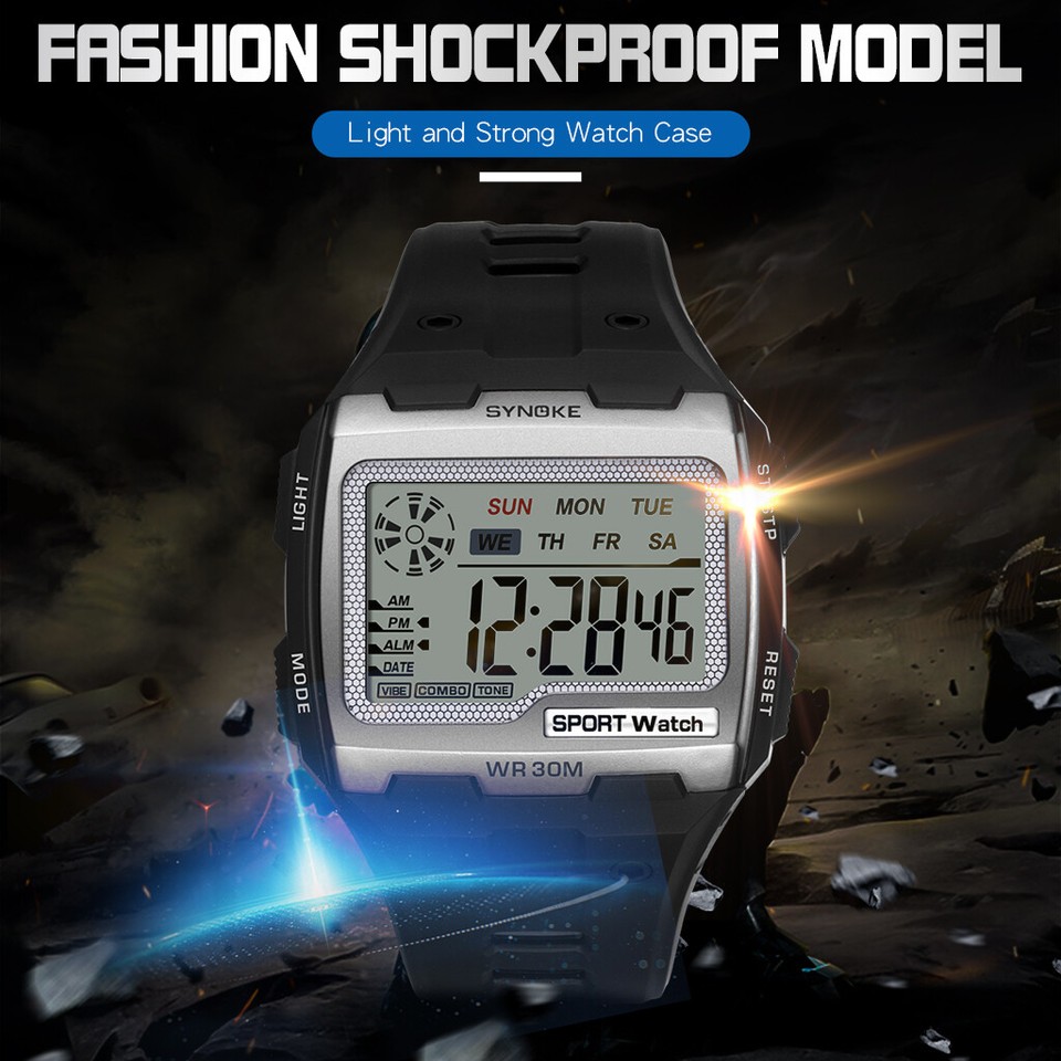 Men's Sports Watch Large Face Digital Waterproof Multifunction ...