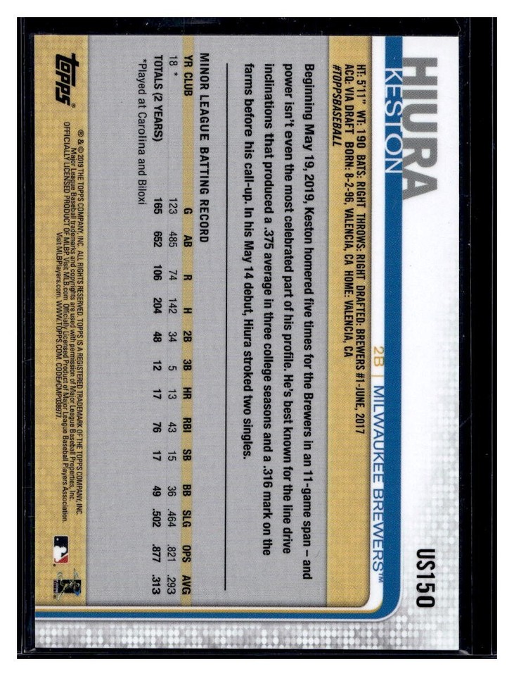 2019 Topps On Demand 3D #US150 Keston Hiura RC Rookie SP Card PR 540 | eBay