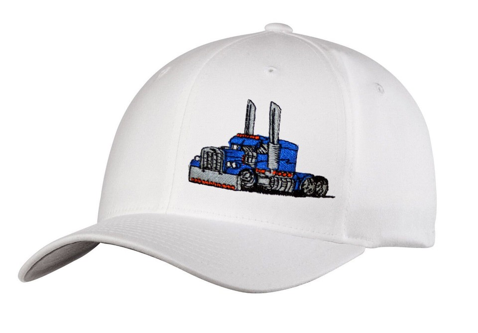 TRUCKER HAT FLEXFIT FITTED CAP BIG RIG TRUCK PETERBILT KENWORTH ...