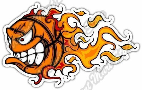 Angry Basketball Ball Flame NBA Smile Car Bumper Vinyl Sticker Decal 5 ...