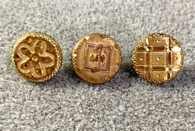3 Small Antique Golden Age Gilt Buttons About 15mm 1830s to 1850s ...