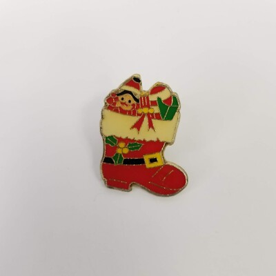 Vintage Christmas Stocking Smooth Pin Brooch Holiday B | eBay