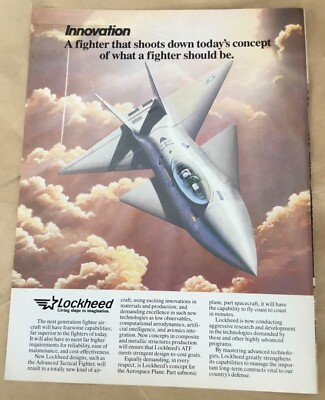 Lockheed Advanced Tactical Fighter print ad 1986 vintage 80s retro ...