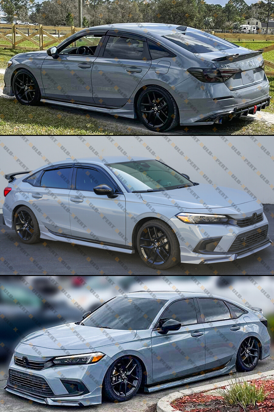 2022-2025 Honda Civic Yofer V2 Side Skirt Extension Lower | Sonic Gray Black 2 Tone | Painted ...