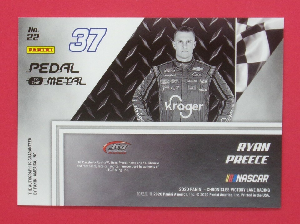 2020 Panini Victory Lane Pedal to the Metal Ryan Preece 127/300 ...