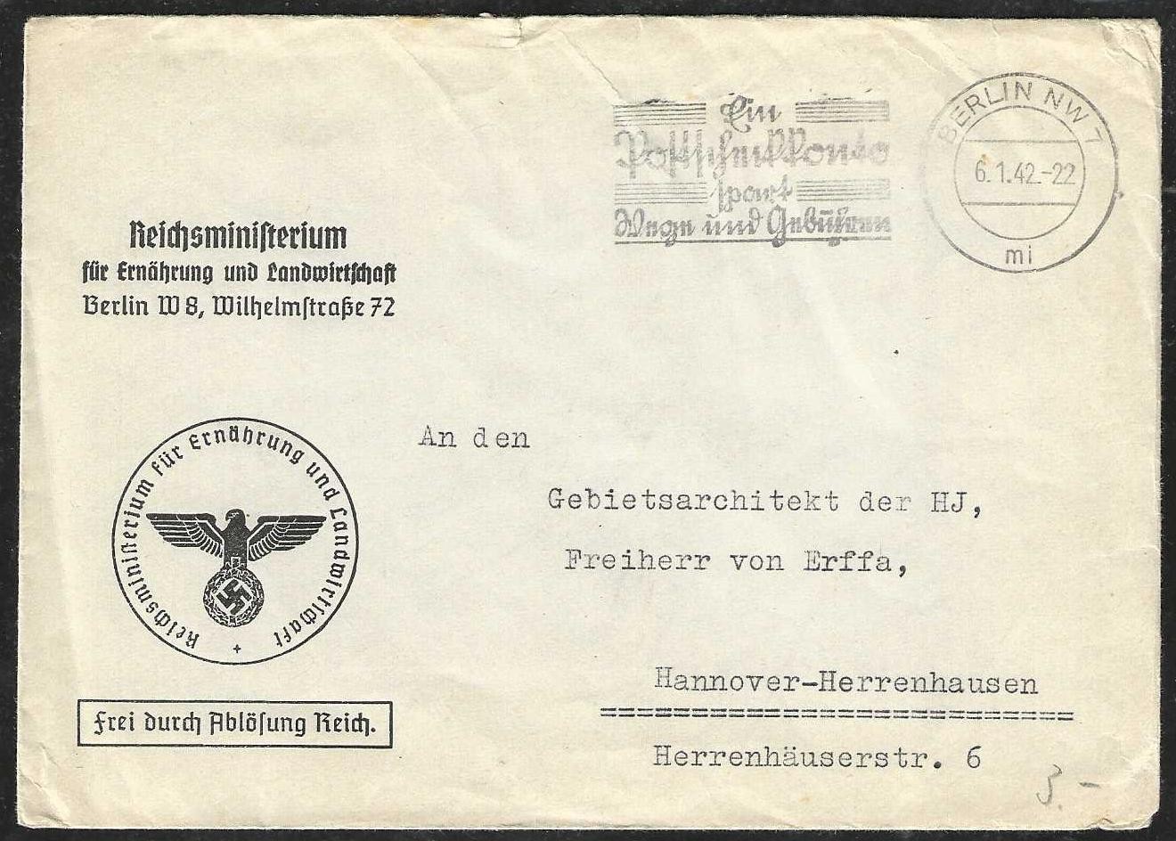 GERMANY 1942 Cover w/ Back Propaganda Label Berlin to Hannover | eBay