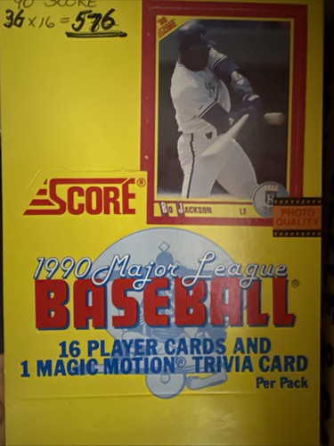 1990 Score Baseball Card Wax Unopened Box of 36 Packs | eBay