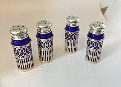 Raymond Japan Silverplate Over Cobalt Glass 2 5/8” Salt & Pepper ...