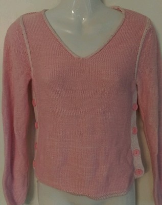 Jillian Jones Womens Pink Knit Sweater Button Up Sides Sz small | eBay