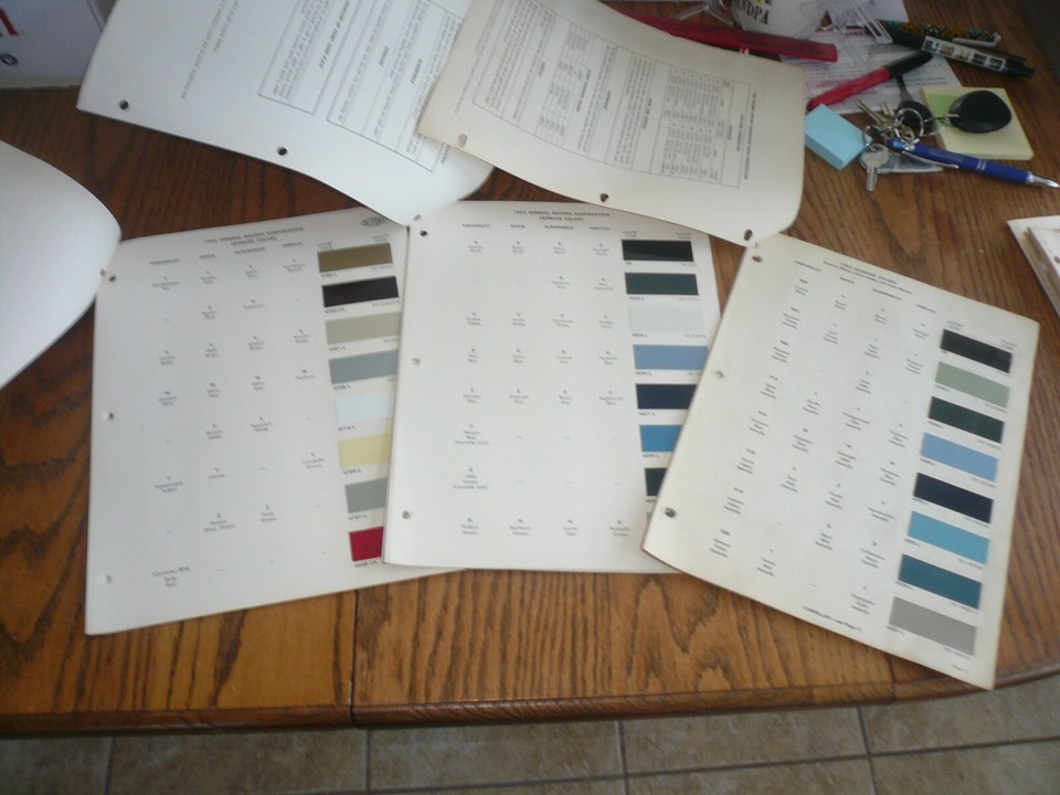 1964 1965 1966 GM Dupont Color Chips Samples- Buick Cadillac Chevy Olds ...