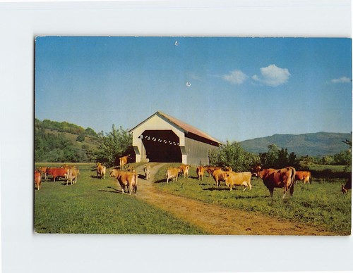 Postcard Covered Bridge on E. Gates Farm at Cambridge, Vermont, USA | eBay