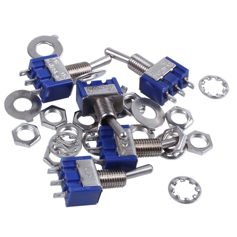 5 Pcs AC 3A/250V 6A/125V ON/ON SPDT 2 Position Latching Toggle Switch ...