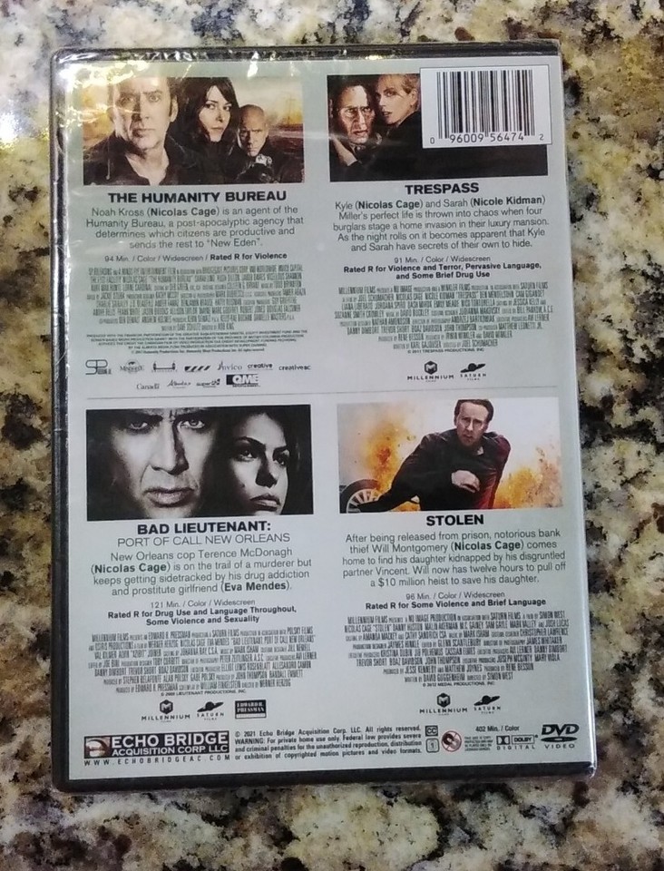 4 FILM COLLECTION FEATURING NICOLAS CAGE (DVD, 2021) BRAND NEW SEALED ...