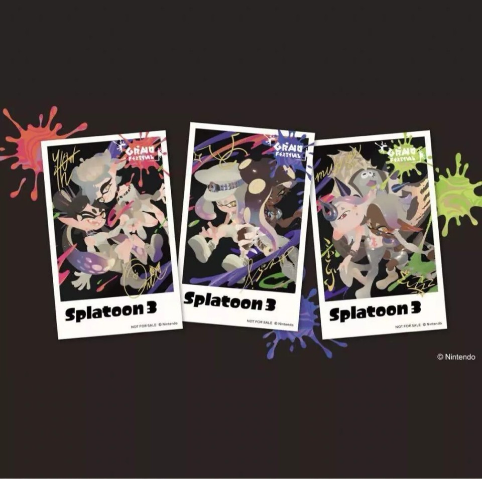 Splatoon 3 Grand Festival Autographed Bromide Set & Acrylic Key chain ...