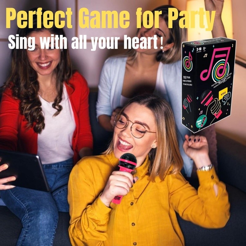 Grab The Mic Fun Music Card Game Family Karaoke Party Board Games 2-10 ...