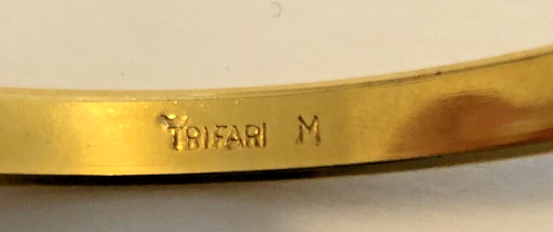 Signed Vintage Crown Trifari M Bangle Goldtone Bracelet | eBay