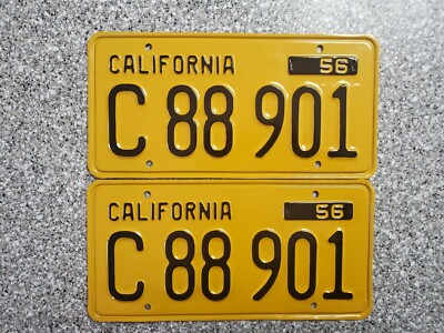 1956 California Commercial License Plates, 1956, Pro Restored, DMV ...